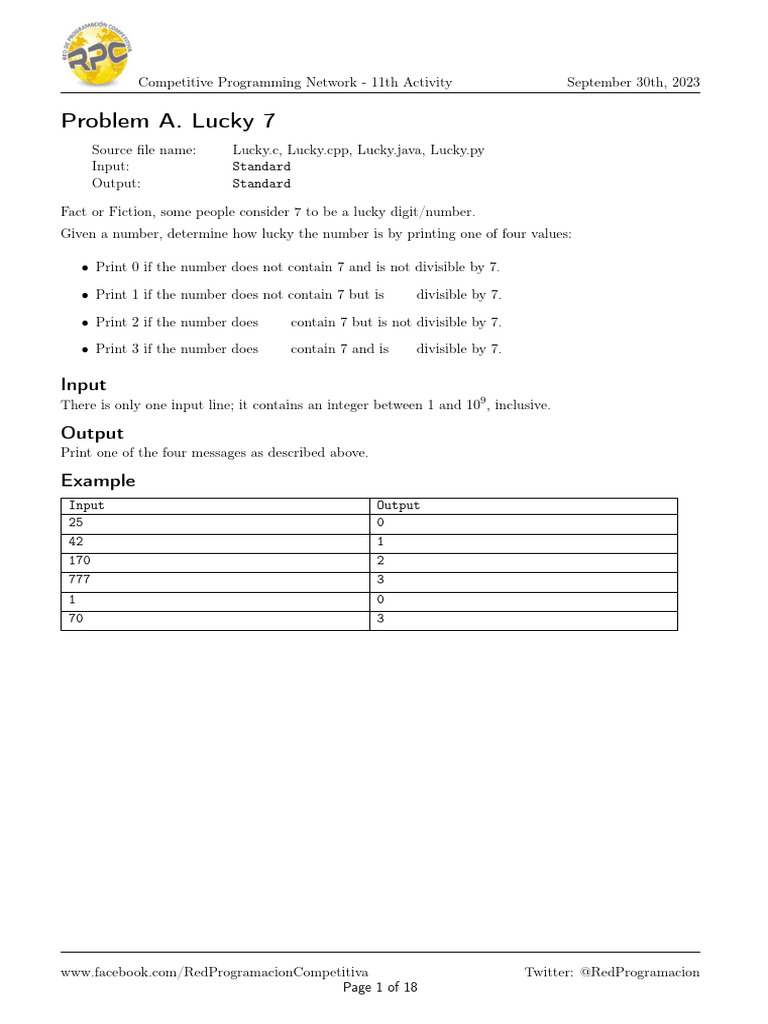 Problemset RPC11 | PDF Problemset RPC11 | PDF