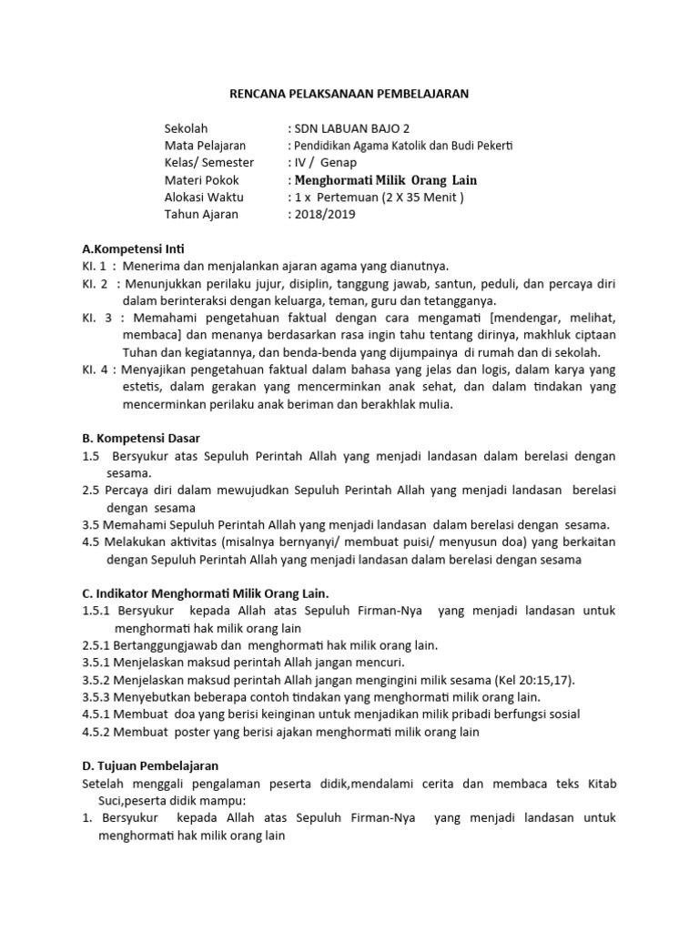 PPG RPP 201819 KLS 4 Sem 2 | PDF | Karier & Perkembangan