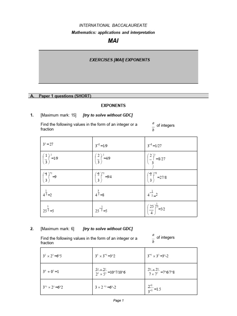 Mai 1.2-1.3 Exponents - Systems of Linear Equations 2 | PDF ...