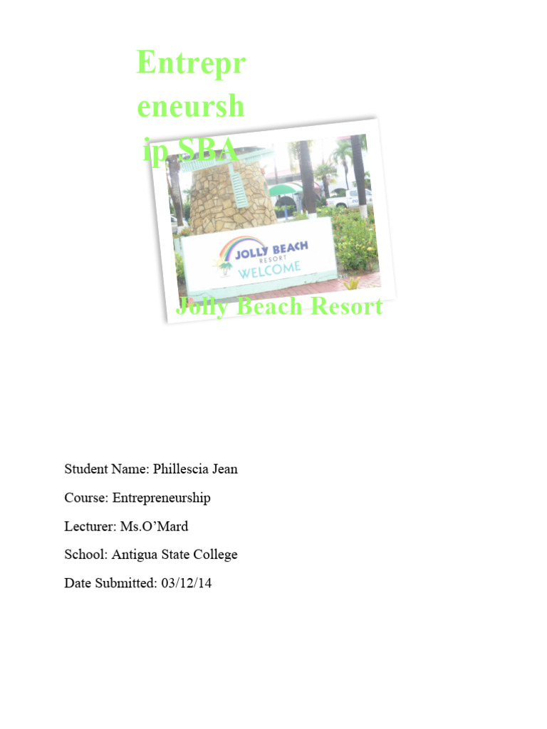 Entrepreneurship Cape Sba Unit 1 | PDF | Resort | Entrepreneurship