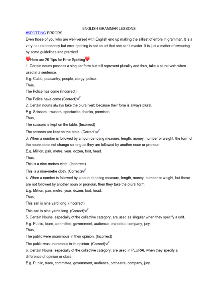 English Grammar Lessons | PDF