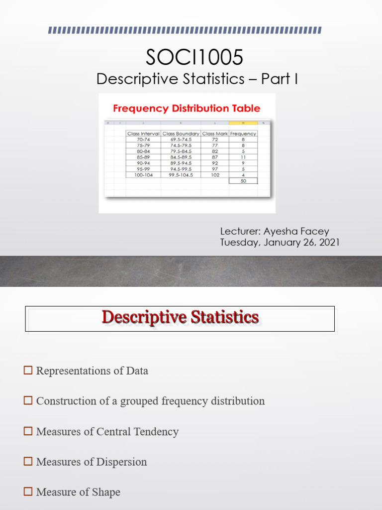 Descriptive Statistics Part 1 Pdf