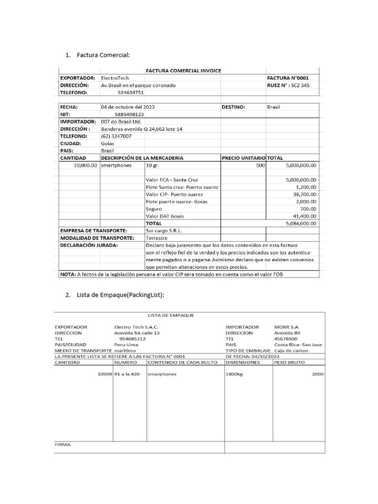 CASO DOCUMENTO DE EXPORTACIÓN | PDF