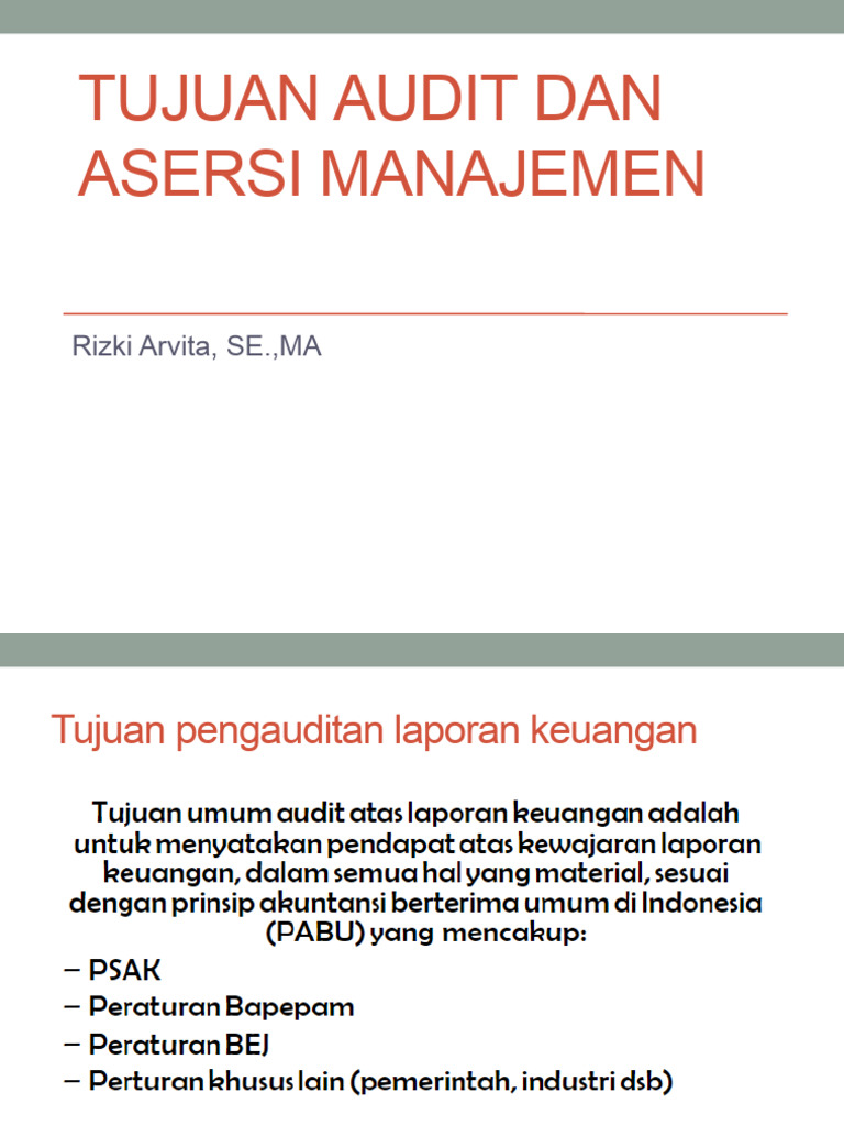 MINGGU 3 - Tujuan Audit Dan Asersi Manajemen | PDF