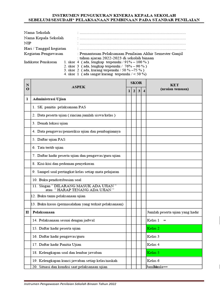 Instrumen Pemantauan Pas TP 2022-2023 | PDF