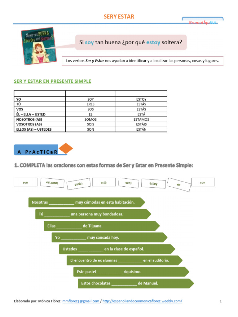 Gramatiquele Ser y Estar 1 | PDF