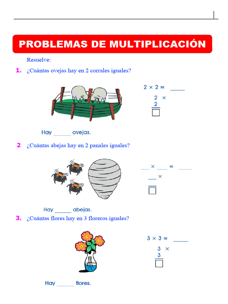 Problemas de multiplicación para primaria | PDF | Métodos y materiales ...