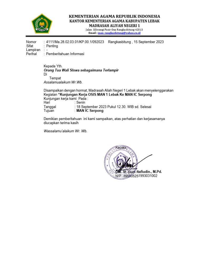 Surat Pemberitahuan Orang Tua Wali Siswa | PDF Surat Pemberitahuan Orang Tua Wali Siswa | PDF