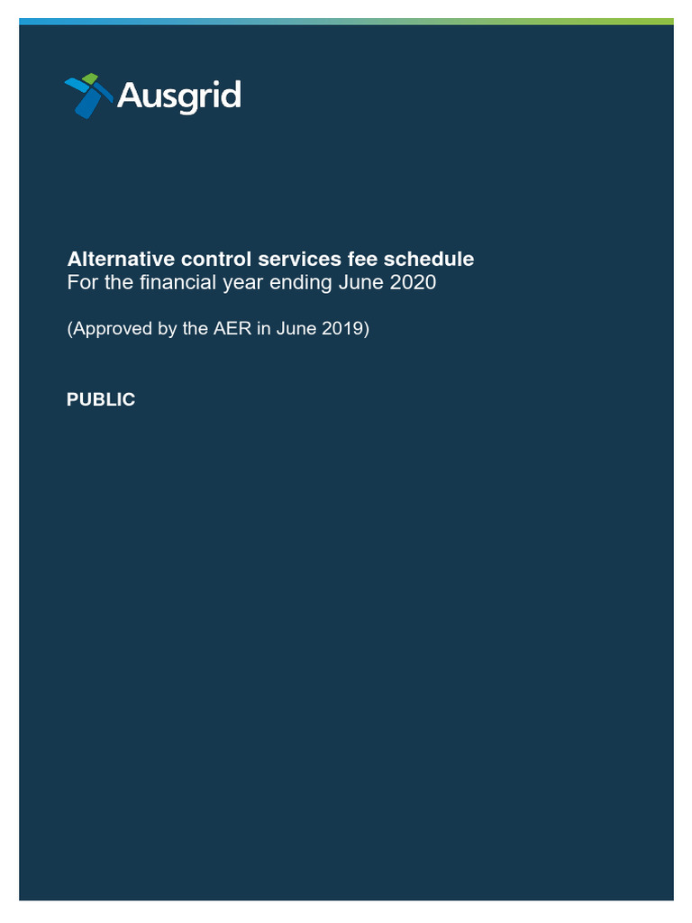 AER Approved Alternative Control Services Price List 1920 | PDF ...