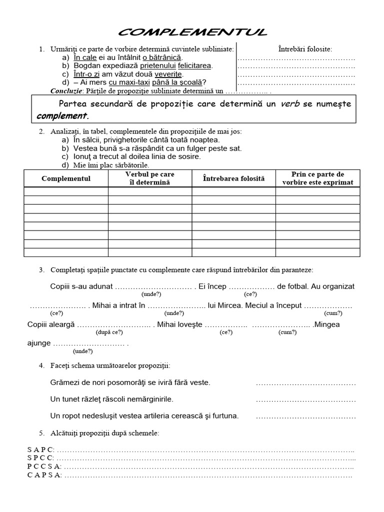 COMPLEMENTUL Identificare | PDF