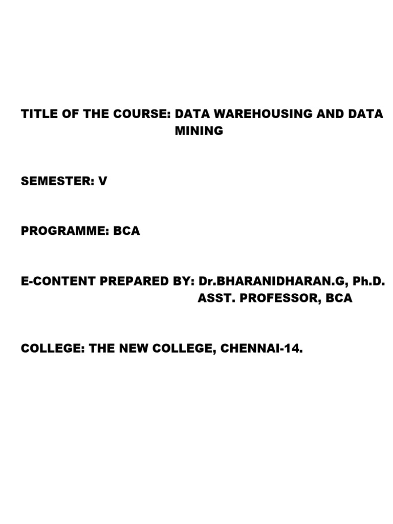 Data Warehousing and Mining Overview | PDF | Data Warehouse | Databases