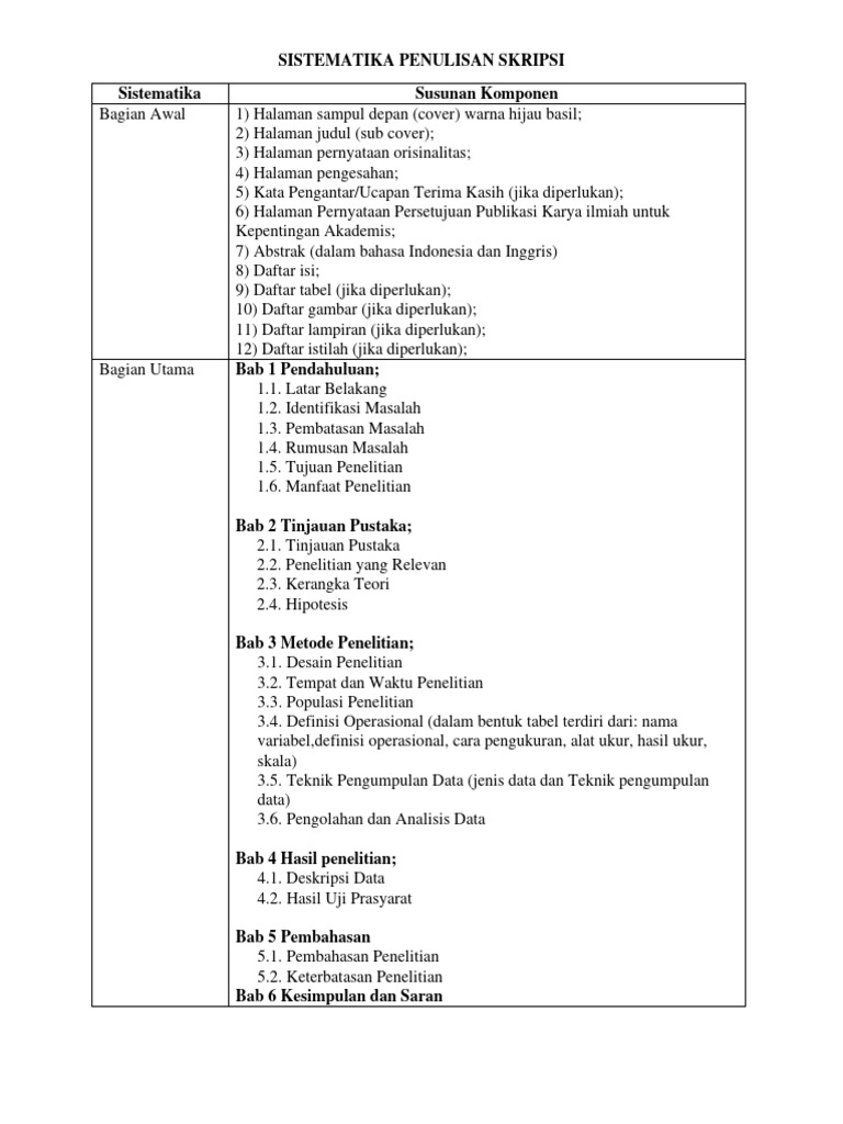 Sistematika Penulisan Skripsi IKOR | PDF | Sains & Matematika