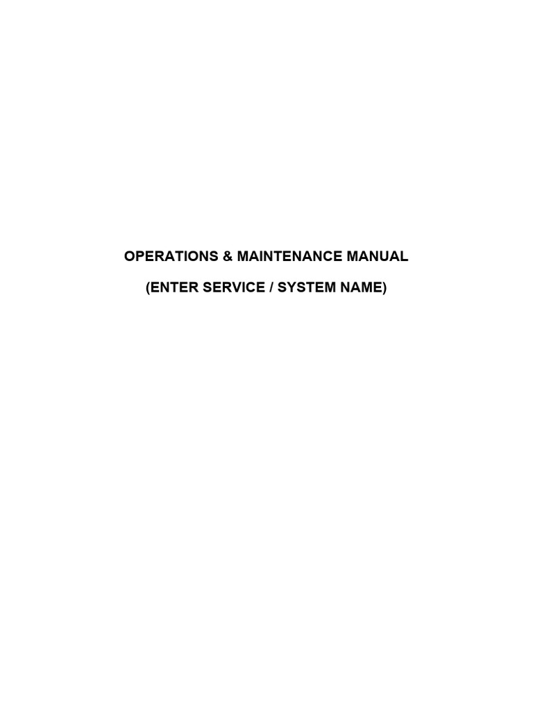 Operation Maintenance Manual Guide | PDF