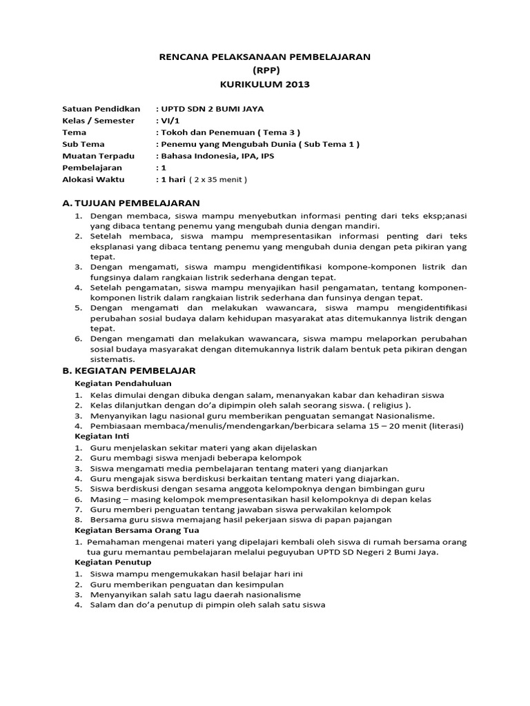 RPP 1 LBR TM 3 PTM | PDF | Karier & Perkembangan | Sains & Matematika