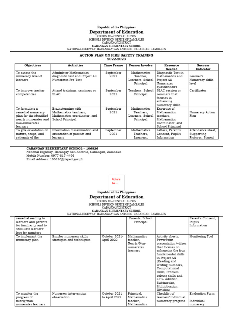 Fire Safety Action Plan | Download Free PDF | Teachers | Cognition
