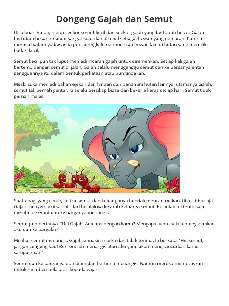 Dongeng Gajah Dan Semut | PDF | Puisi