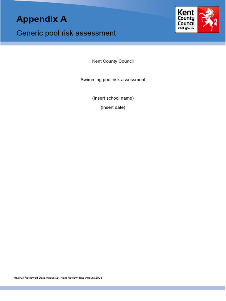 School Swimming Pool Risk Assessment | PDF