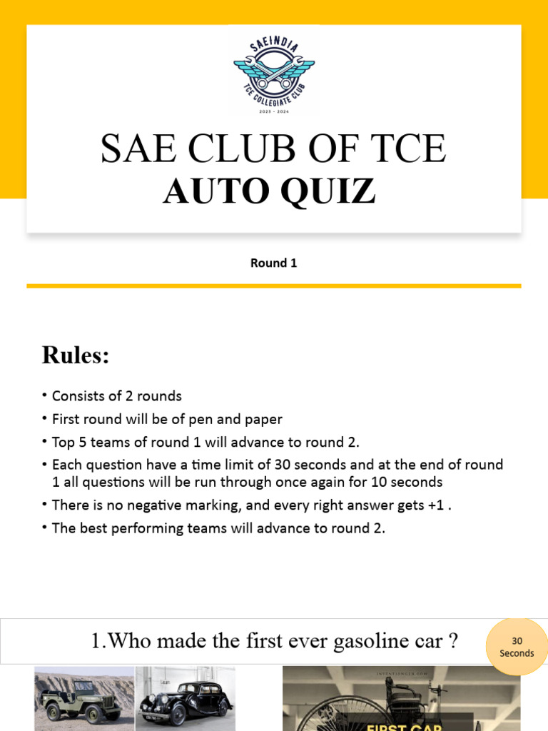Auto Quiz Round 1 | PDF