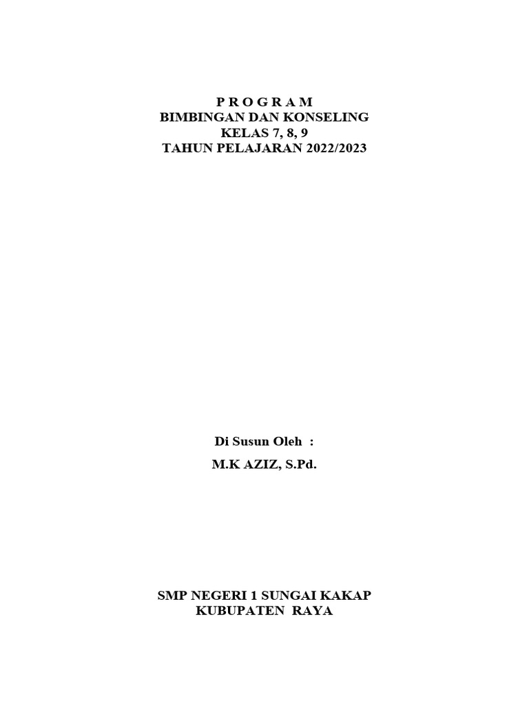 Contoh Program BK SMP Kelas 8 | PDF