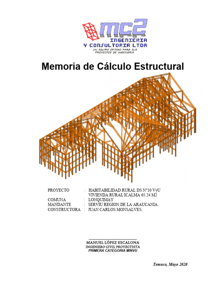 Memoria de Cálculo Estructural Icalma | PDF | Hormigón | Braguero