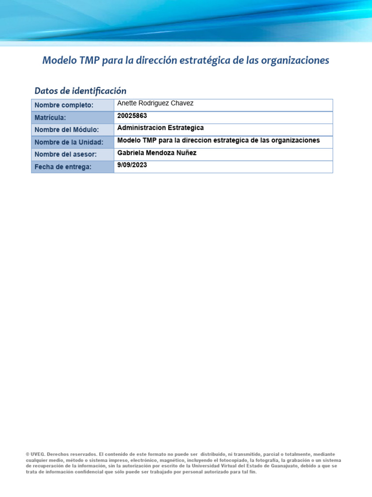 Modelo TMP Direccion Estrategica | PDF