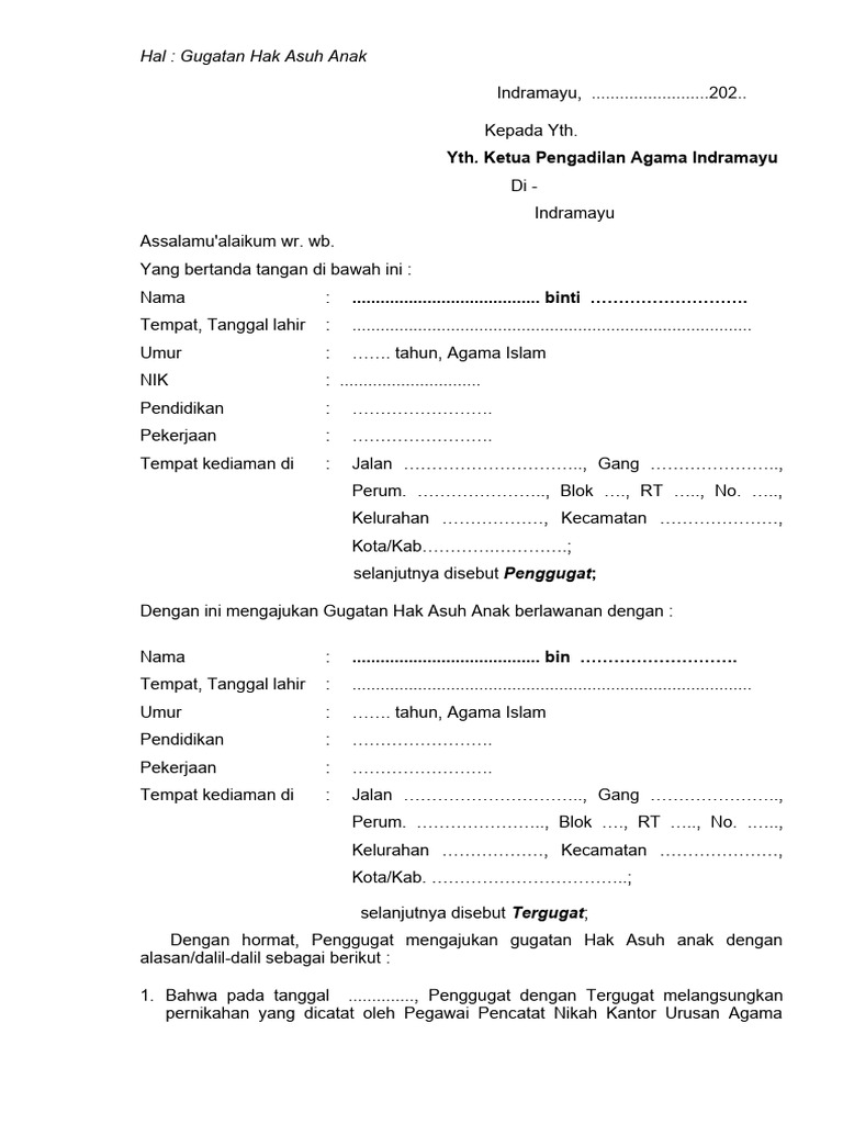 Gugatan Hak Asuh Anak | PDF Gugatan Hak Asuh Anak | PDF