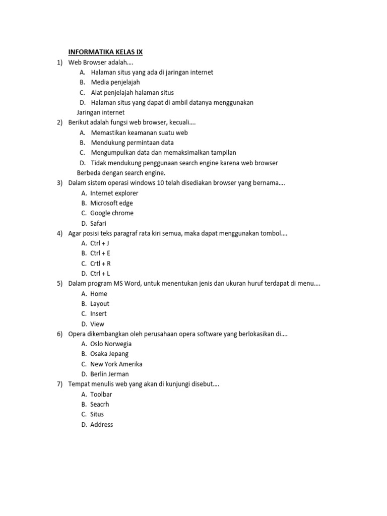 Informatika Kelas Ix-1 | PDF