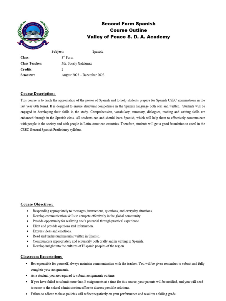 3rd SPAN Course Outline 2023 SEM 1 | PDF | Communication | Intelligence