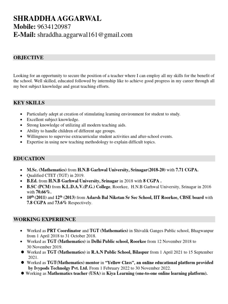 Shraddha CV 2023 | PDF