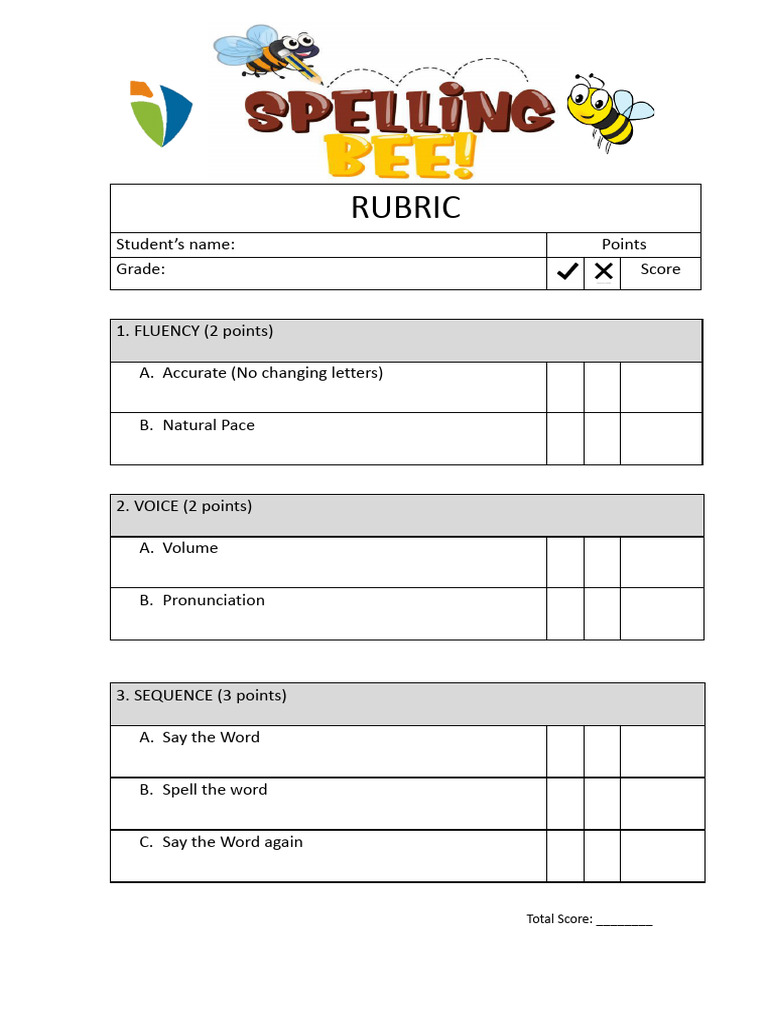 RUBRIC Spelling Bee - Docx 4 132238871-2 | PDF