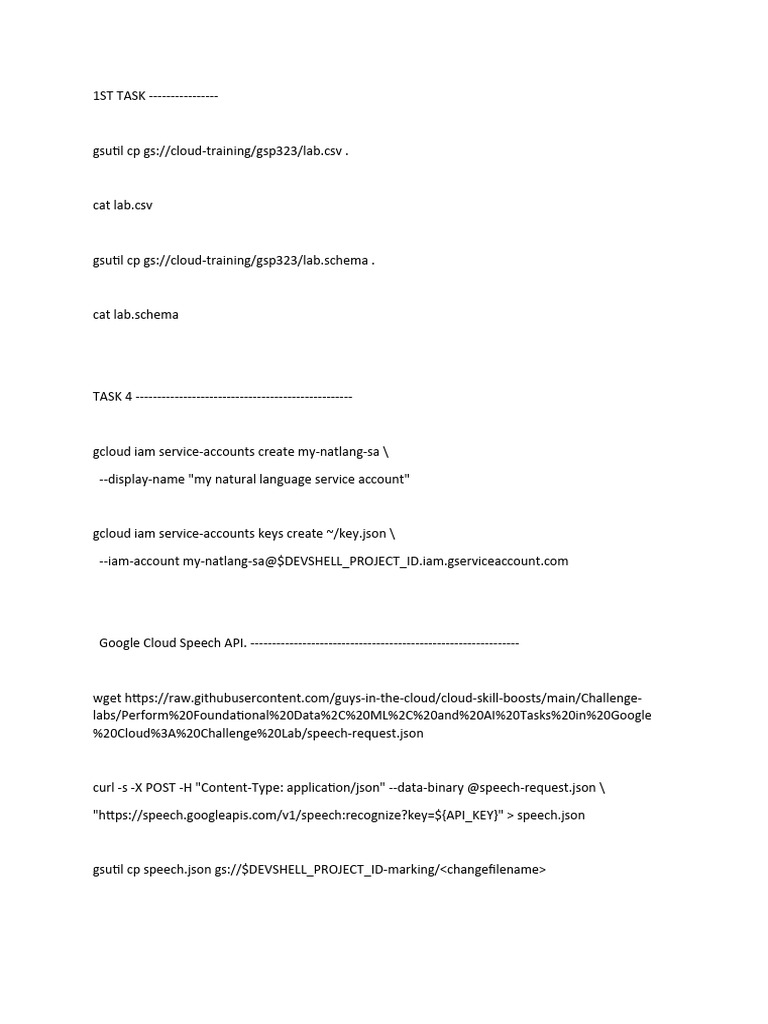 Google Cloud AI & ML Task Guide | PDF