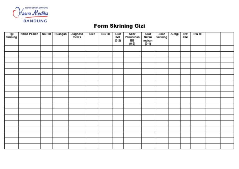 Form Skrining Gizi | PDF