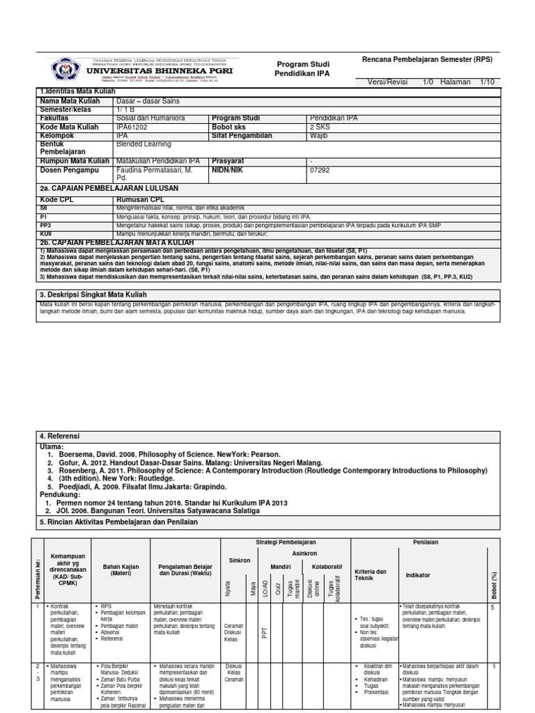 RPS - Dasar-Dasar Sains | PDF