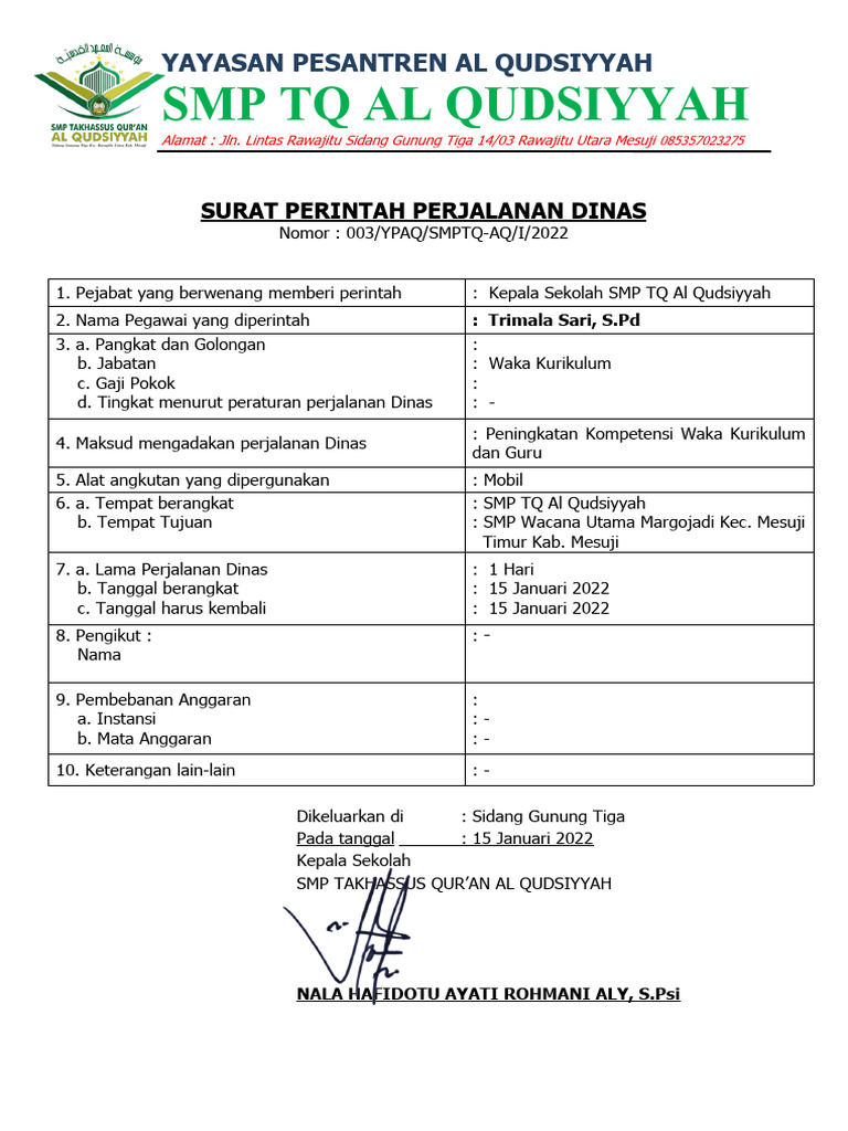 SPPD SMP TQ Al-Qudsiyah | PDF