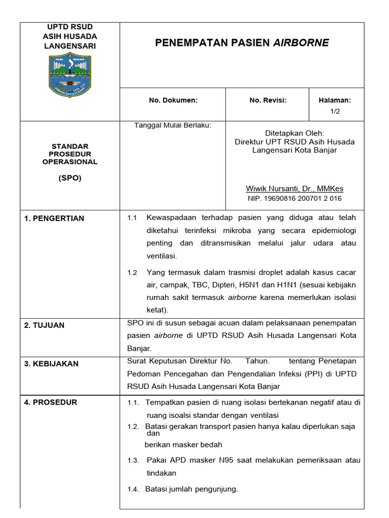 Penempatan Pasien Airborne | PDF