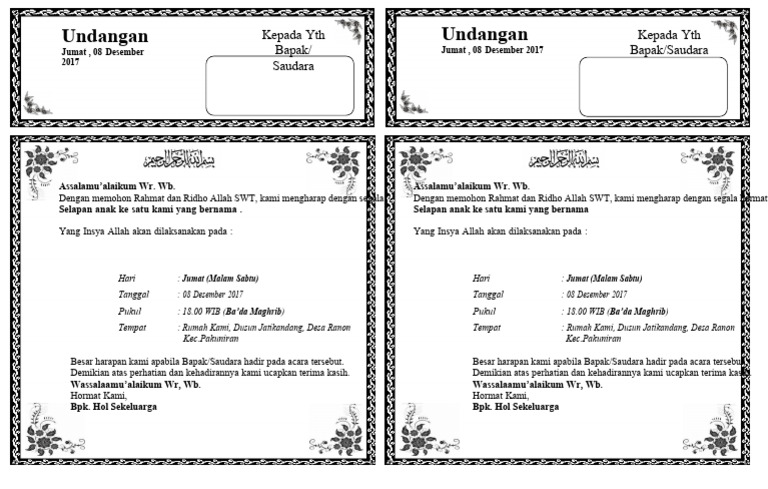 Undangan Selapan Bayi Versi 2docx | PDF