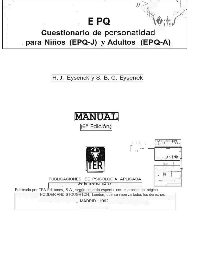 0 EPQ Cuestionario de Personalidad para Ninos EPQ J | PDF