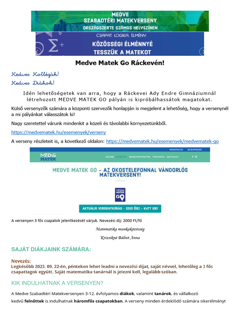 Medve Matek Go Ráckevén20230920 | PDF