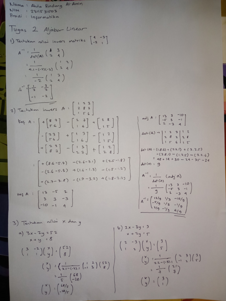 Tugas 2 Aljabar Linear | PDF