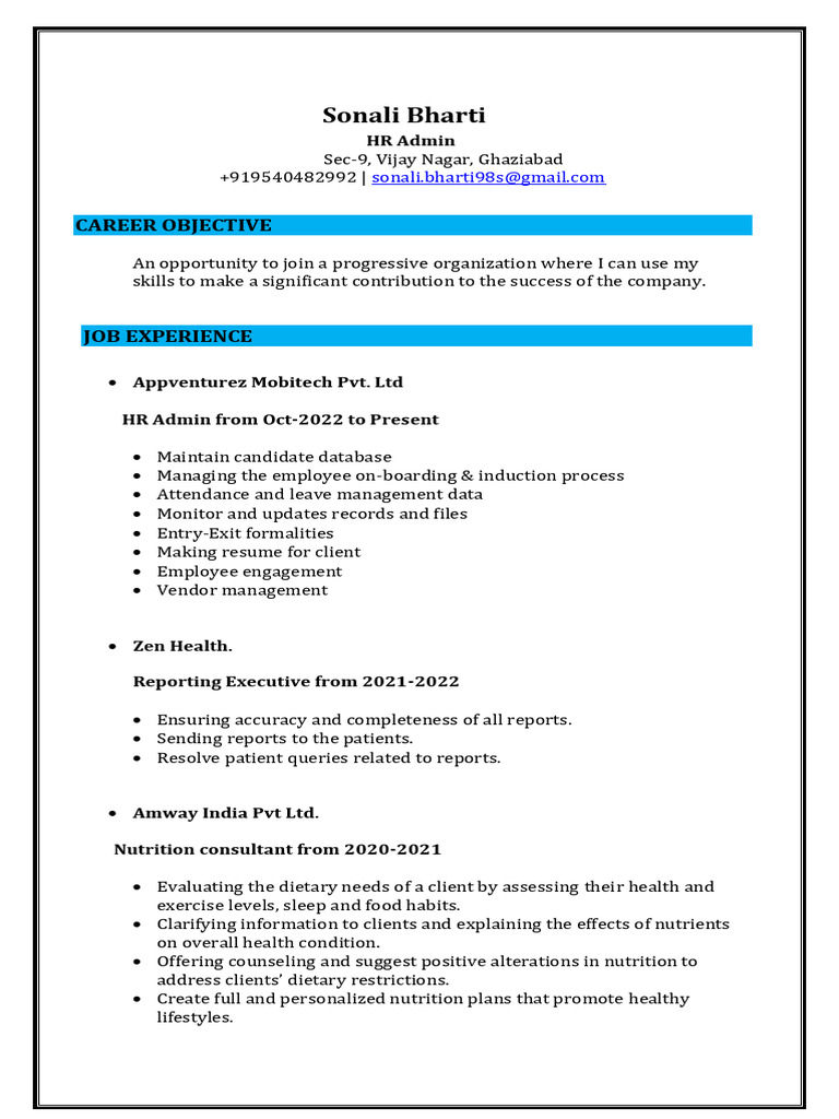 Sonali Bharti Resume-1 | PDF