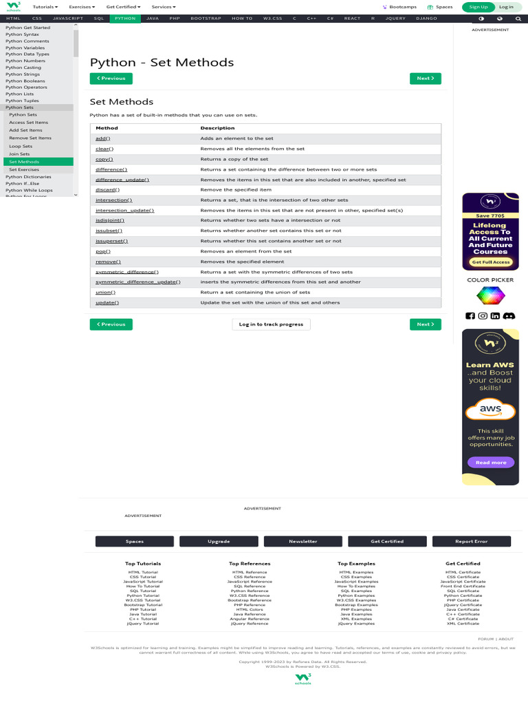 Python Set Methods Pdf Java Script Python Programming Language 9714