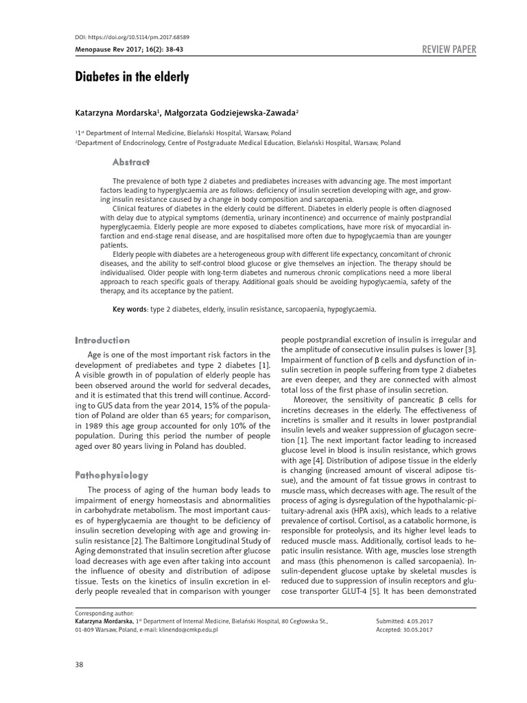 Diabetes in Elderly | PDF