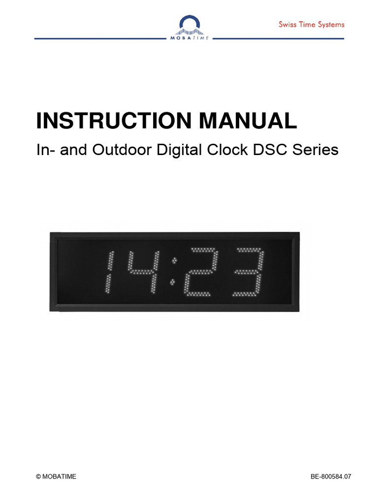 Manual Book Mobatime DSC Serie Outdoor Digital Clocks | PDF