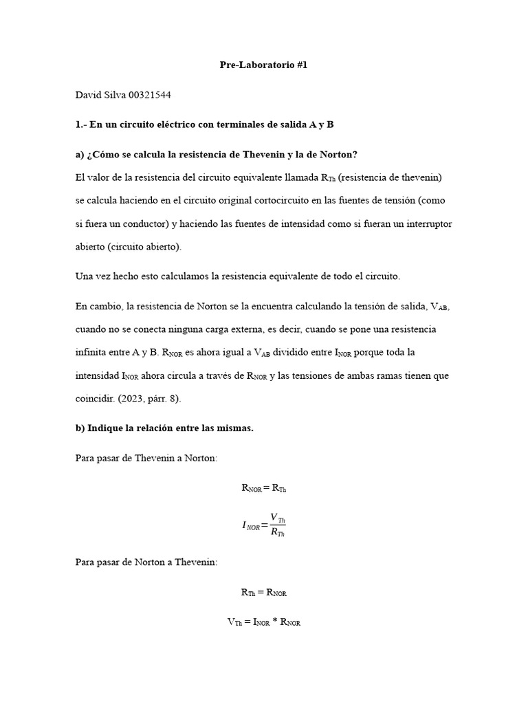 Pre Lab 1 David Silva | PDF