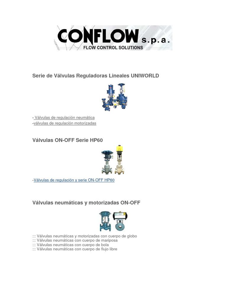 VALVULAS CONFLOW REGULADORAS | PDF