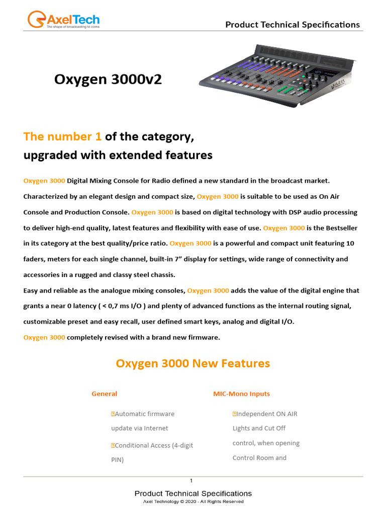 Axel Oxygen 3000v2 Brochure 2021 | PDF
