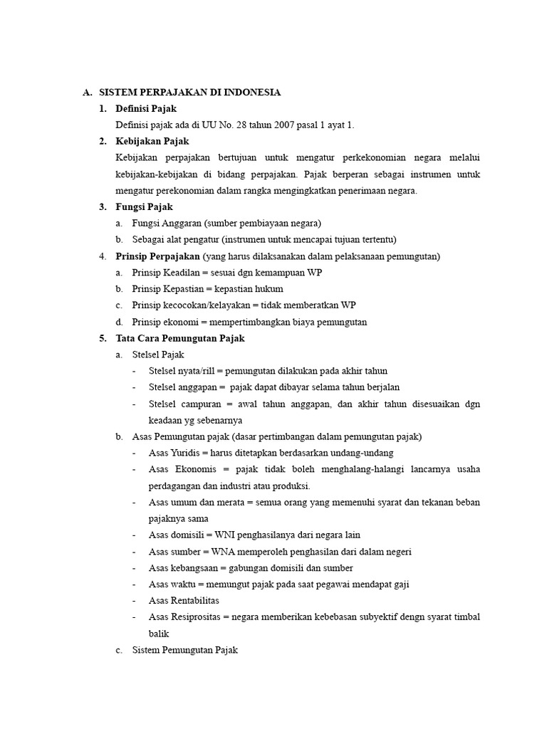 Rangkuman materi belajar Perpajakan | PDF