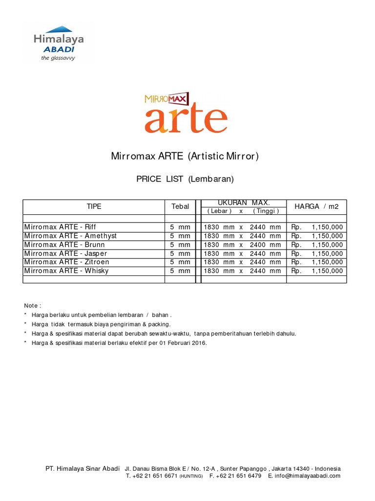 MIRROMAX ARTE - Lembaran | PDF