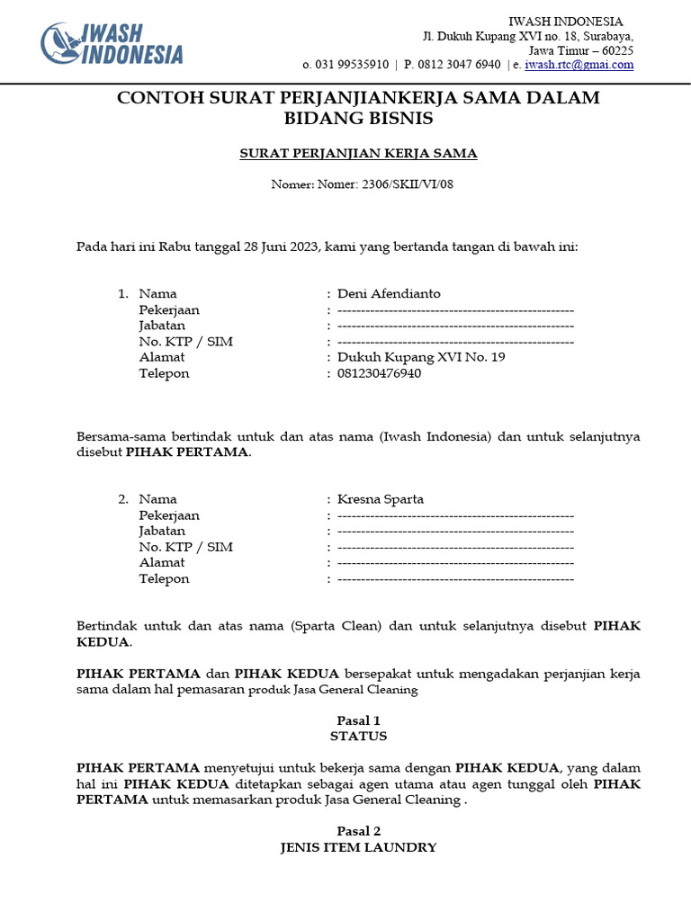 SURAT KERJASAMA | PDF
