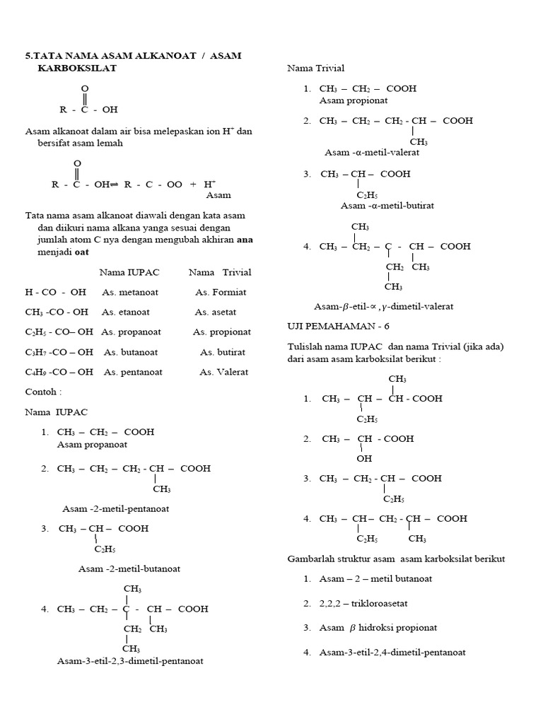 Tata Nama Asam Karboksilat | PDF